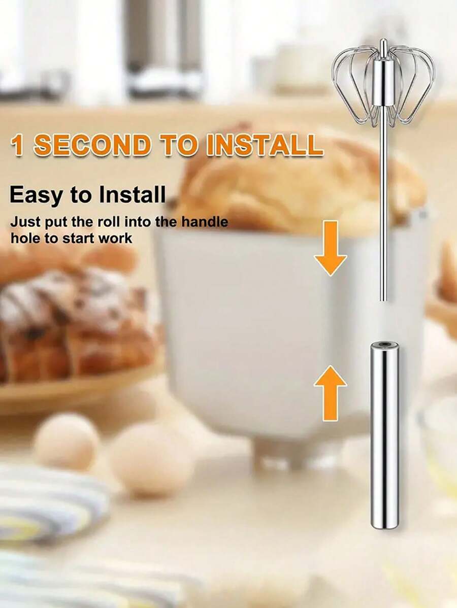 1pc Stainless Steel Semi-Automatic Egg Beater Press Type Cream Egg ...