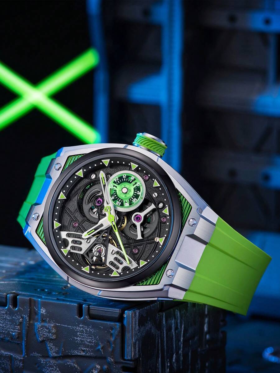 MINBER Skeleton Automatic Watches Luxury Mechanical Men's Wrist Watch ...