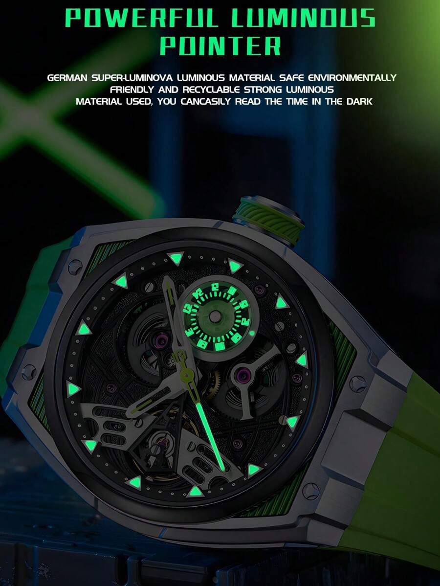 MINBER Skeleton Automatic Watches Luxury Mechanical Men's Wrist Watch ...