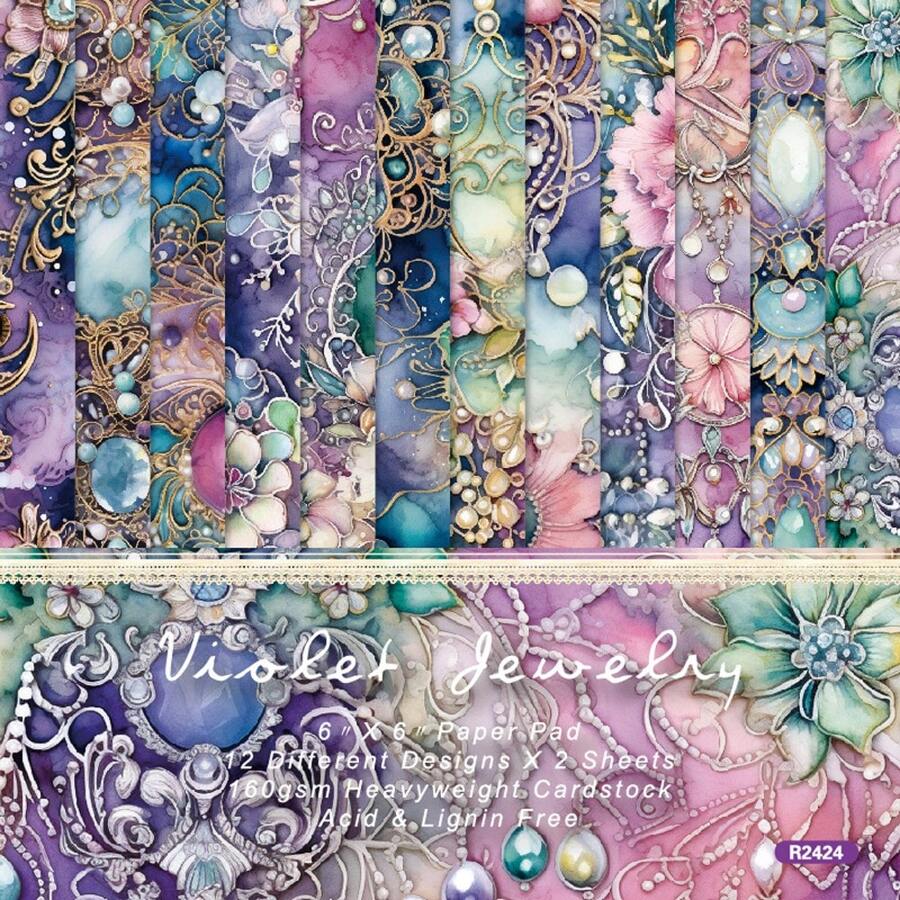 24 Sheets 6"X6" Violet Jewelry Scrapbook Paper Scrapbooking Patterned ...