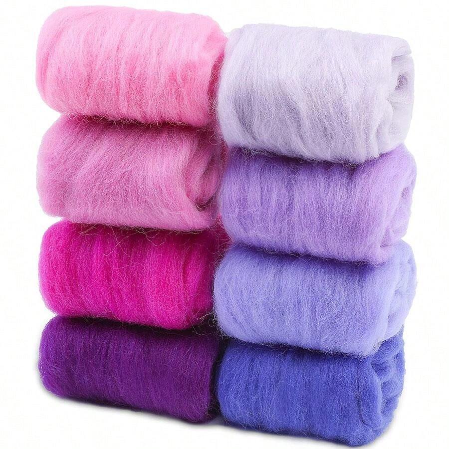 Needle Felting Wool 80 G, 8 Colors Nature Wool Roving, Felting Wool ...