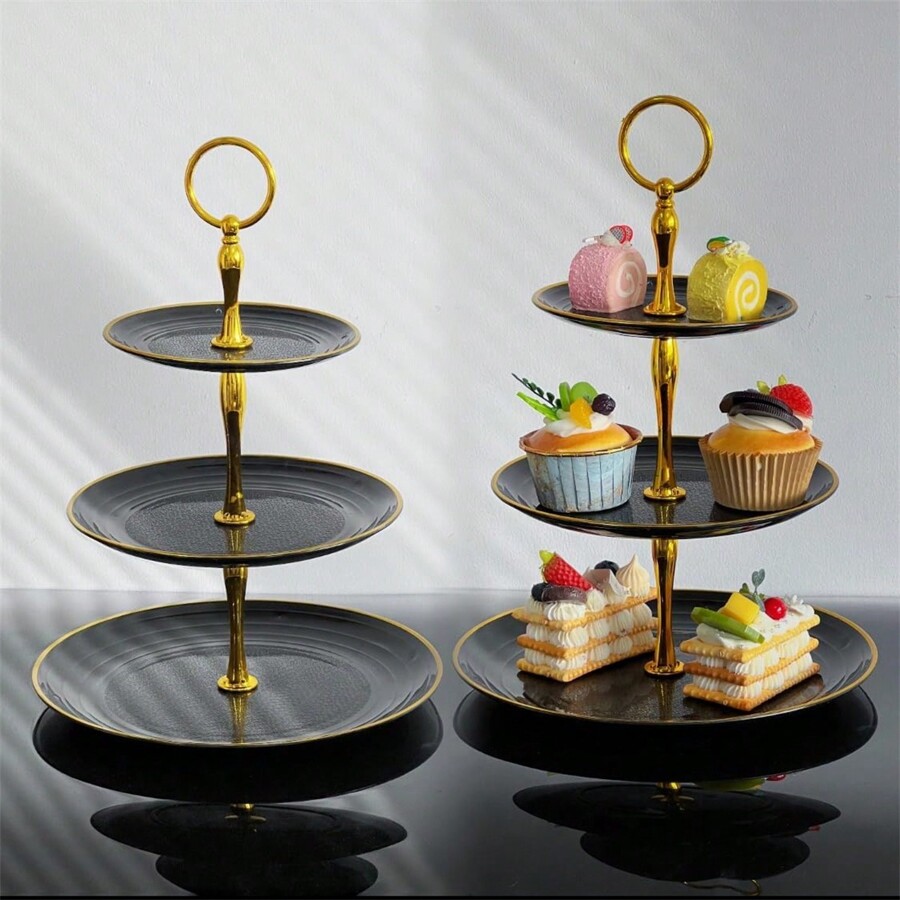 3 Tier Cupcake Stand, Plastic Tiered Serving Stand, Dessert Tray ...