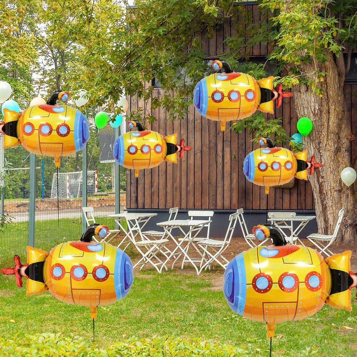 6 Pcs Yellow Submarine Balloon Set With Unique Shape And Realistic ...