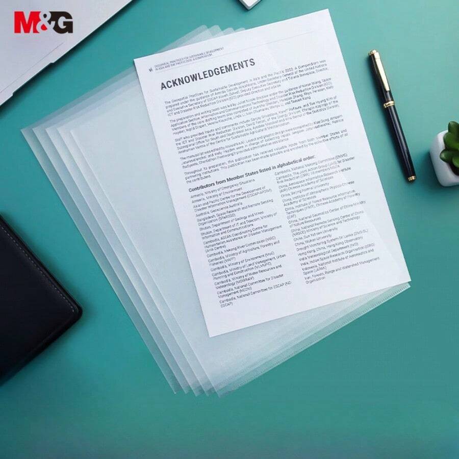 M&G Stationery A4 Transparent Folder L-Shaped Folder Single-Piece Two ...