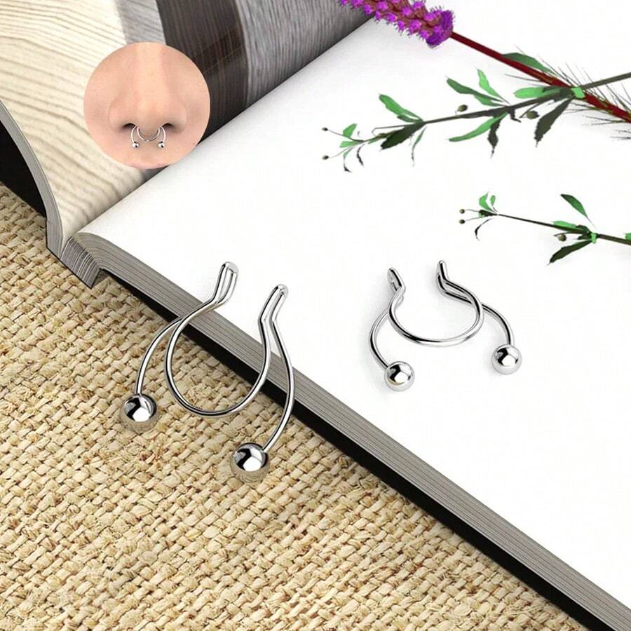 1Pc 8/10mm Non-Pierced Fake Septum Piercing Nasel Septum False Nose ...