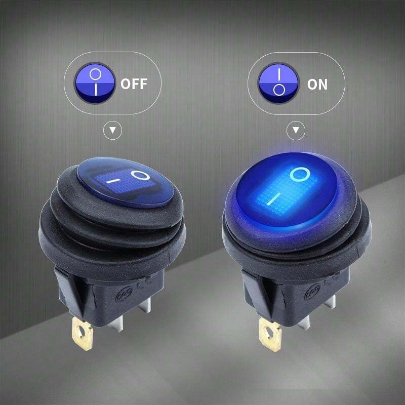 Interruptor basculante redondo impermeable de 5 piezas de 12V con luz ...