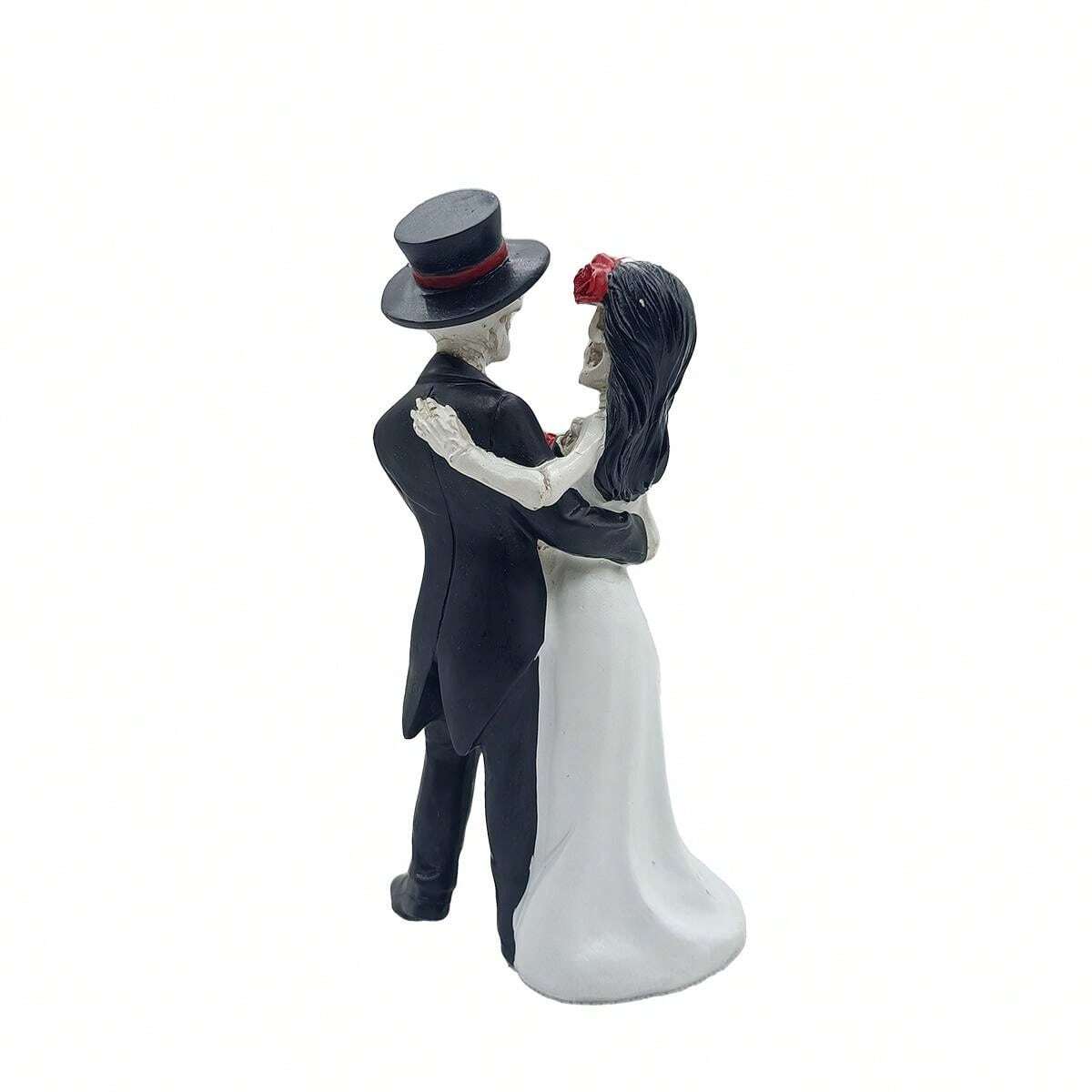 Wedding Skeleton Couple Figurine, Gothic Lovers Romantic Bride & Groom ...