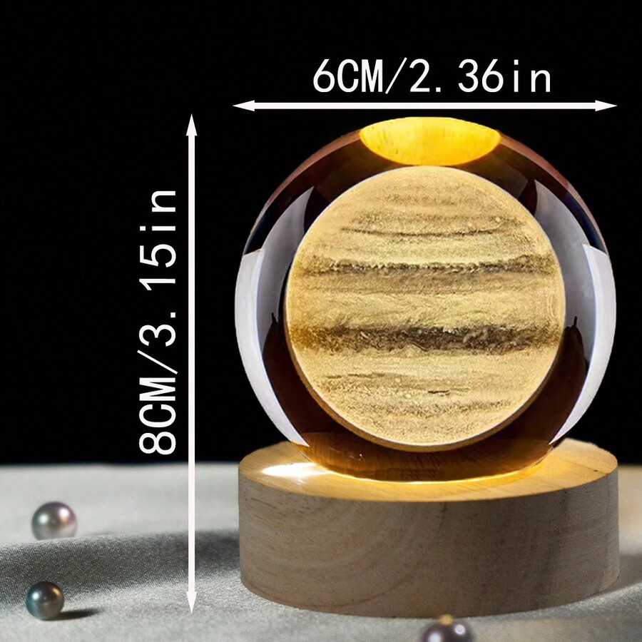 3D Laser Engraved Jupiter Crystal Ball, Small Beautiful Themed Gift ...