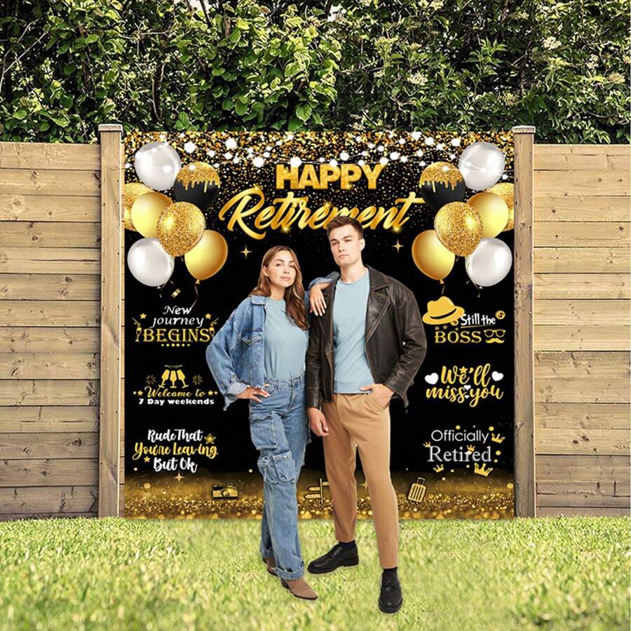 Happy Retirement Backdrop Royal Blue Backdrops For Photography Golden ...