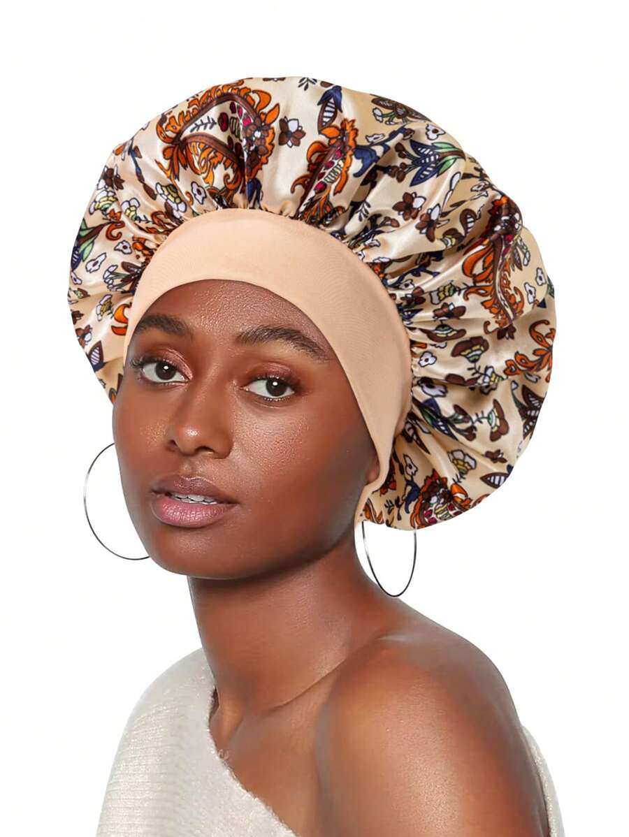 2 Wide Brimmed High Elastic Silk Brimless Caps With Multiple Patterns ...