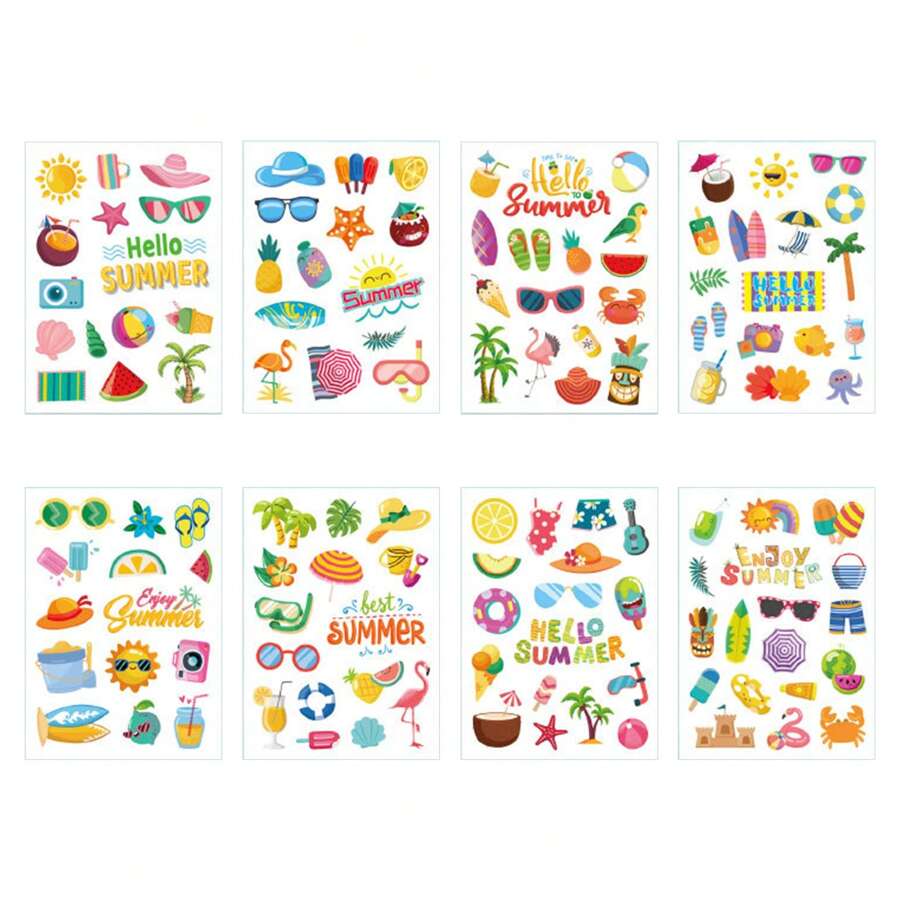 32 Sheets Stickers For Summer Decorations, Funny Stickers With Beach ...