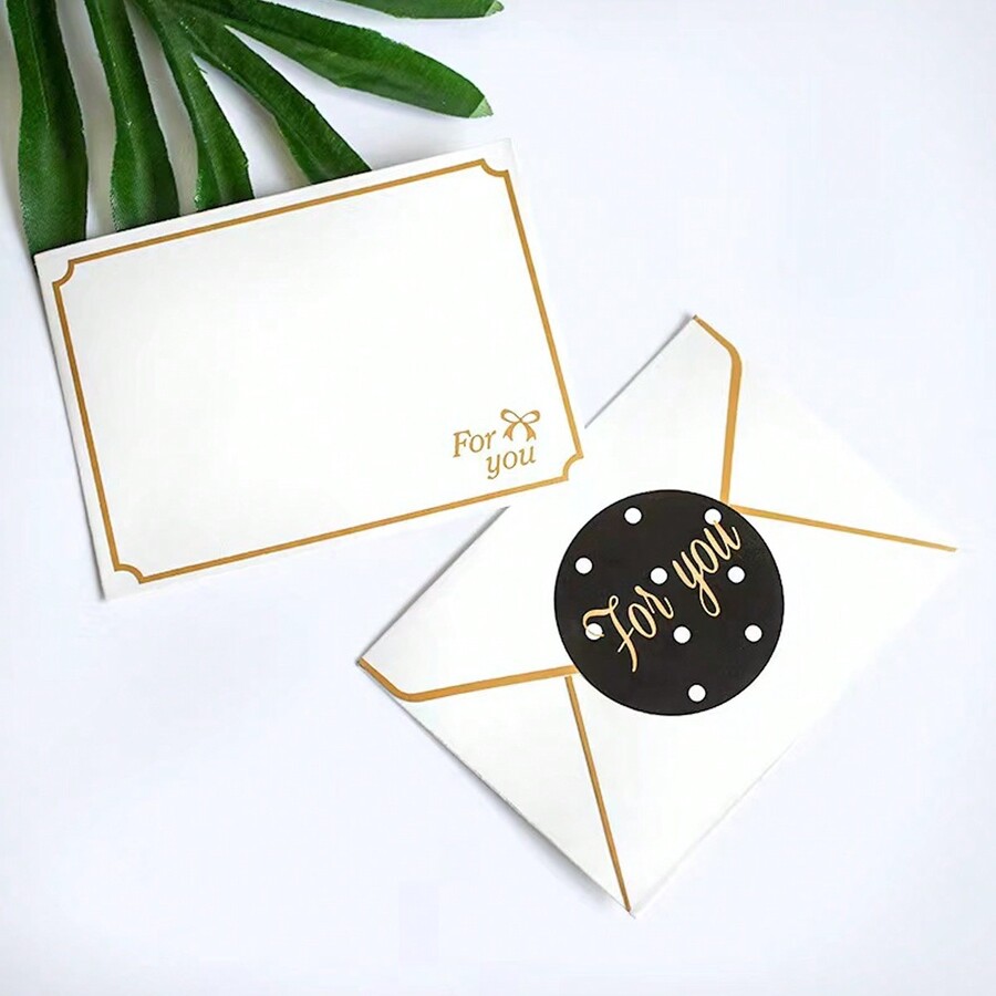 10 PCS/Pack Invitation Envelope, Card Envelope With Gold Foil Border, 5 ...