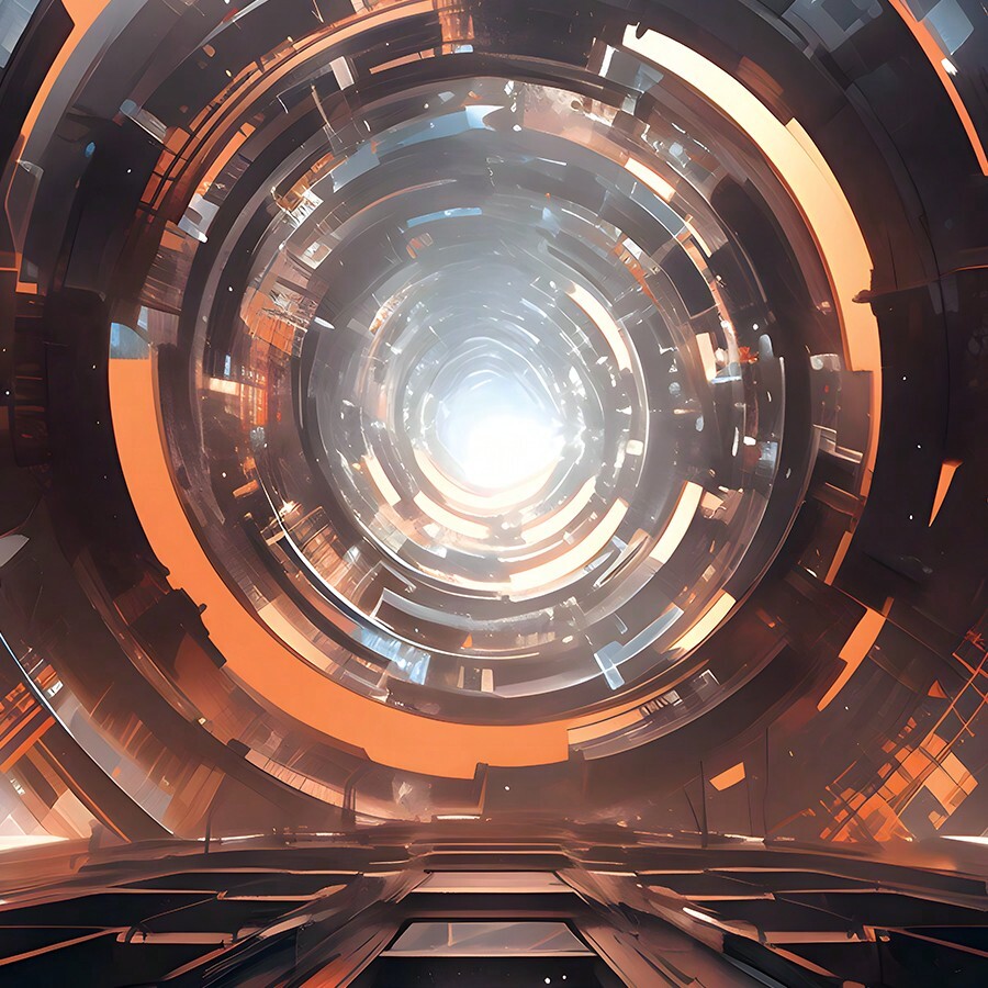 2-Panel Modern Anime & Movie Style Techy Feel Lake Boat Orange Skyline ...