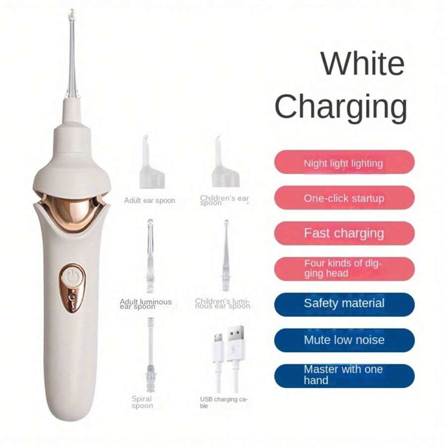 Luminous Electric Suction Ear Spoon Rechargeable Ear Pick LED Light ...