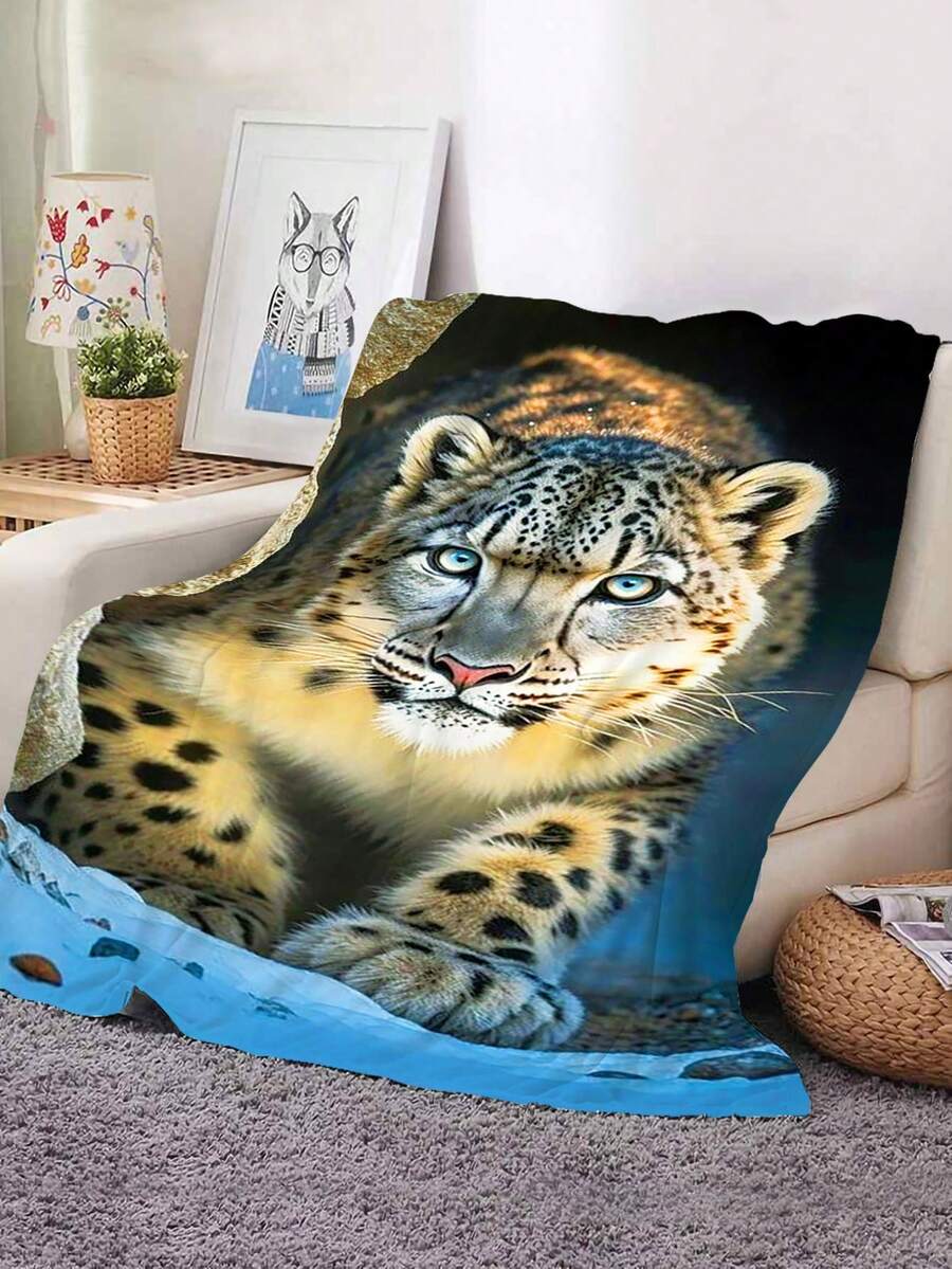 1pc Super Soft Flannel Blanket With Personalized Design - Golden ...