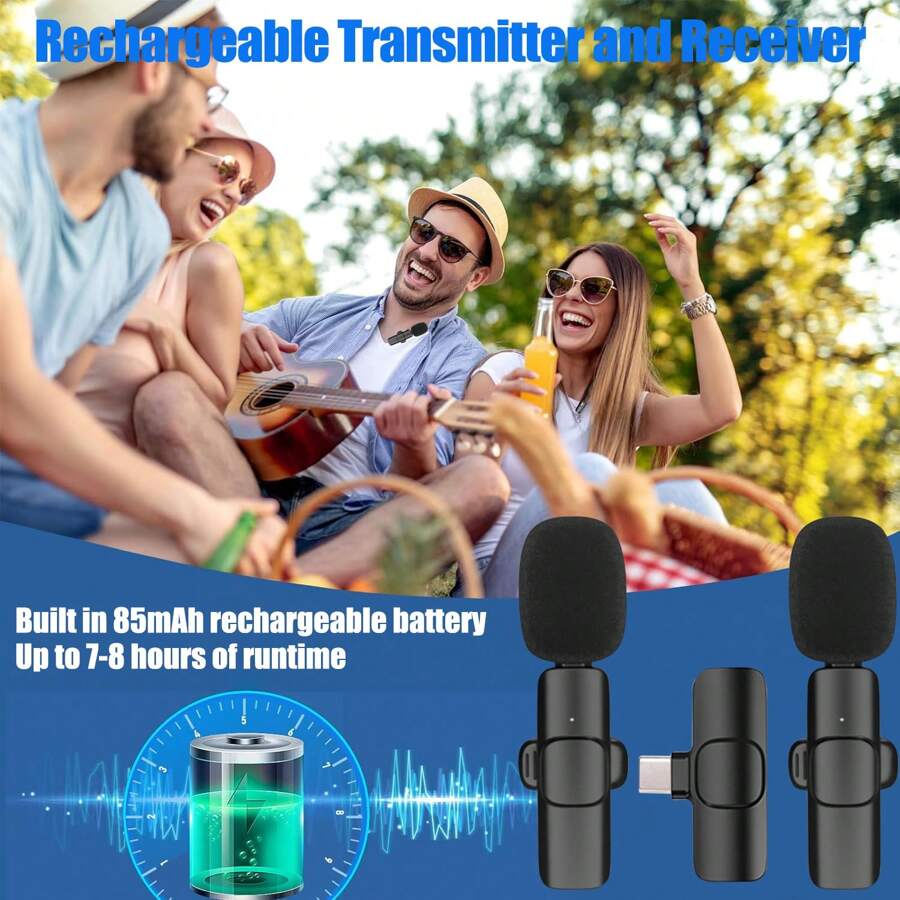 Microphone sans fil compatible avec l'iPhone, la caméra, Android, l ...