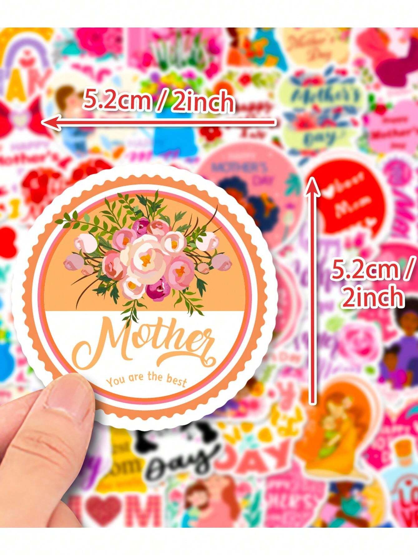 50 Sheets I LOVE YOU MOM Stickers, Happy Mother\ Day Floral Bouquet ...