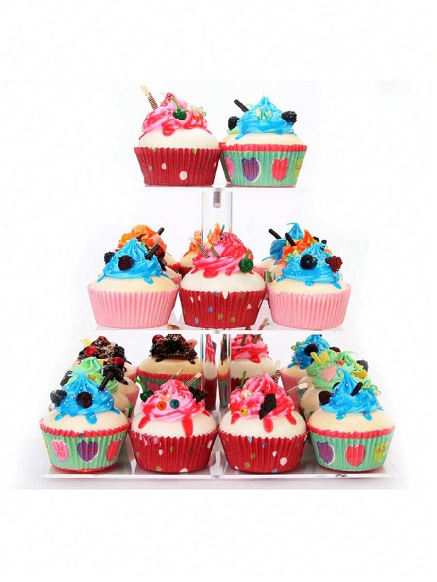 1pc 3-Tier Transparent Square Cake Stand, Perfect For Weddings ...