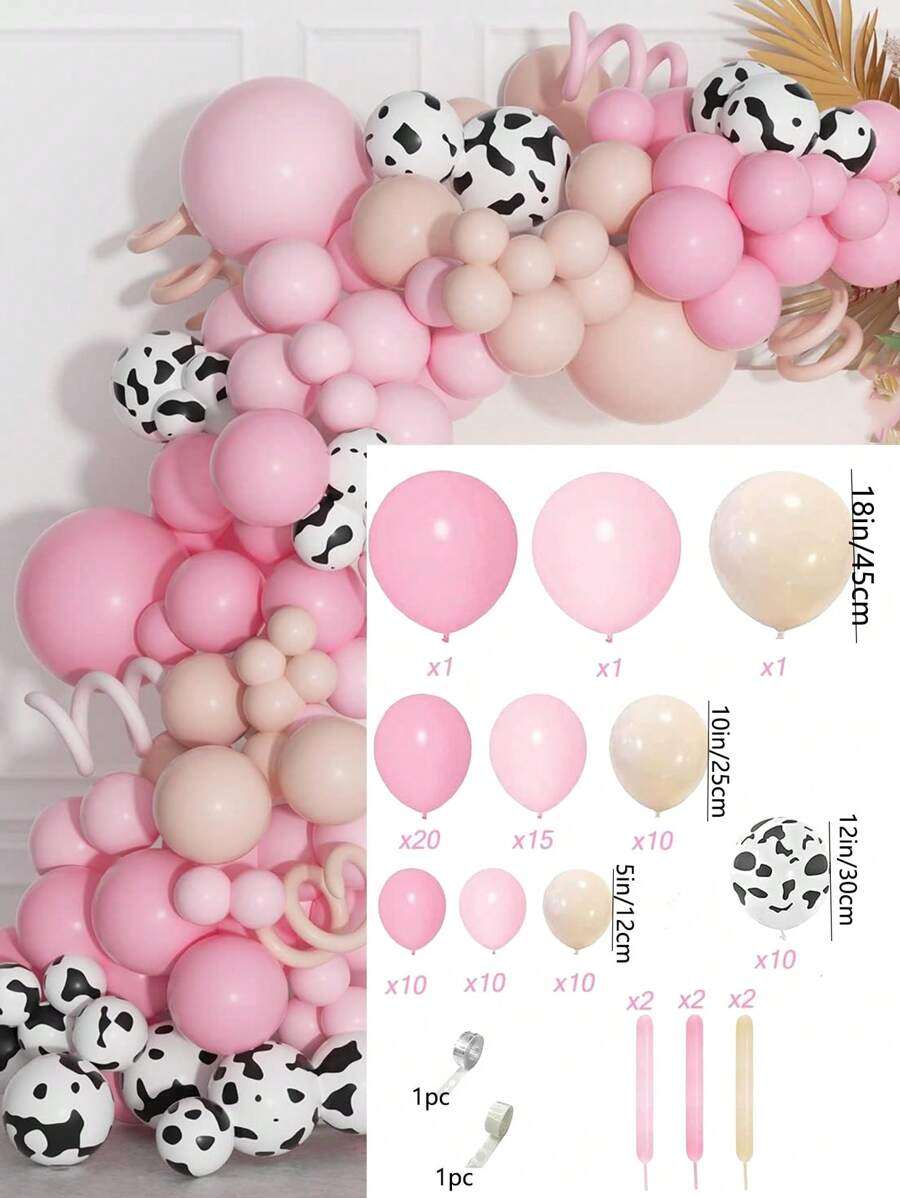 96pcs Cow Balloons Garland Arch Kit With Pink Ivory Cow Print Balloon ...