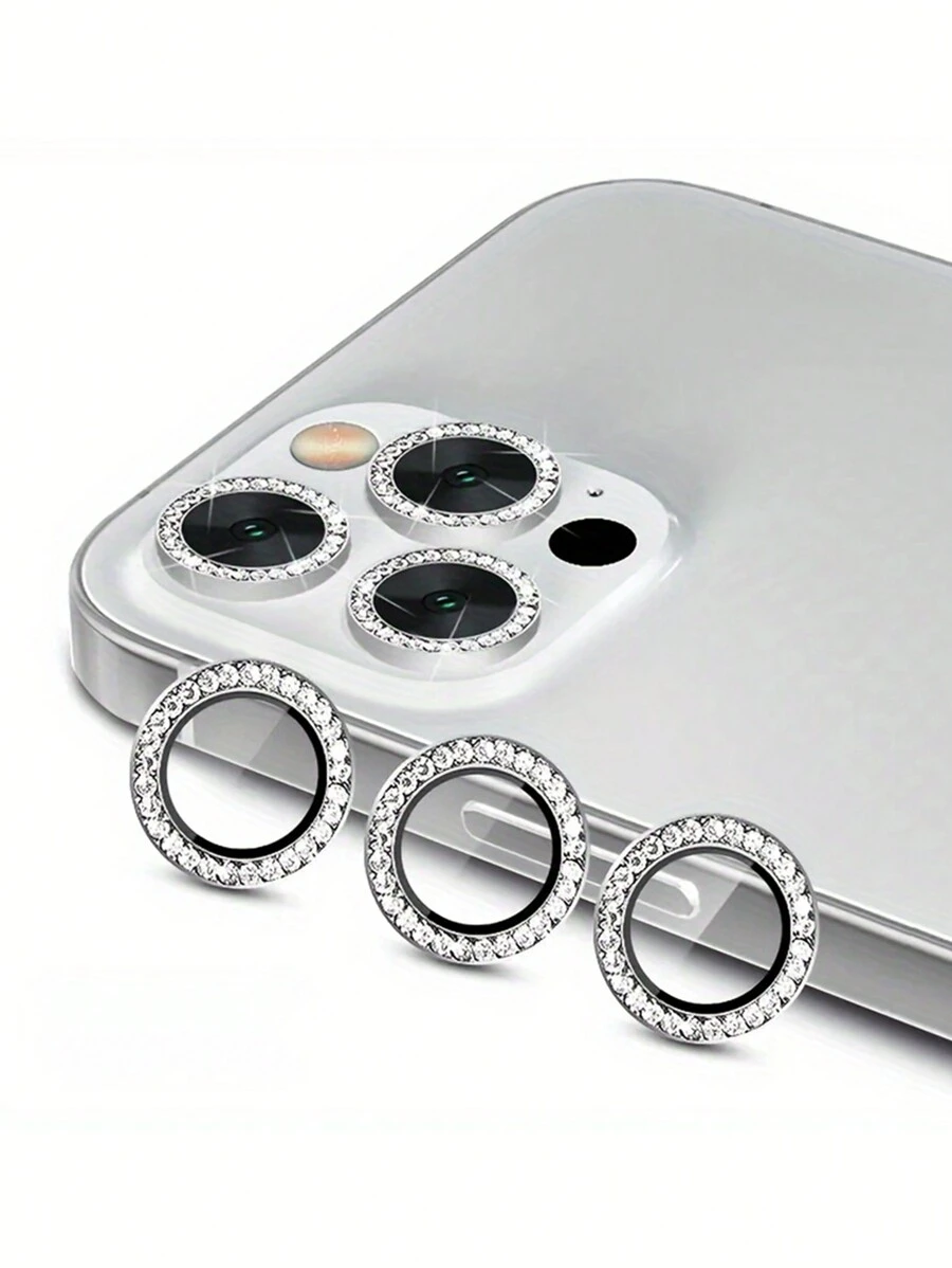 High Definition Transparent Silver Rhinestone Camera Lens Protector ...