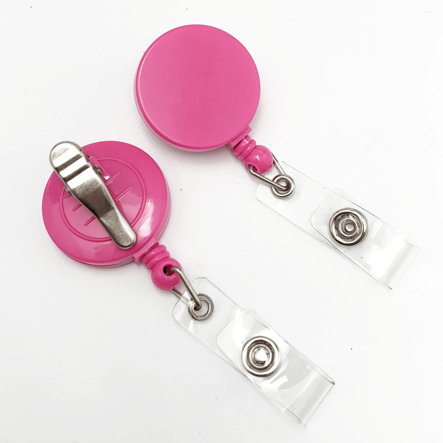 Pink Badge Reel With ID Card Holder, Keychain And Retractable Badge ...