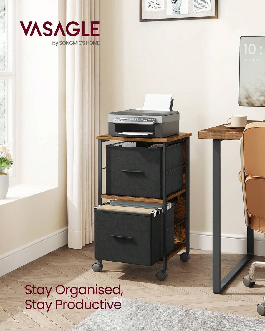VASAGLE Filing Cabinet With 2 Drawers, Printer Stander, For A4, Letter ...