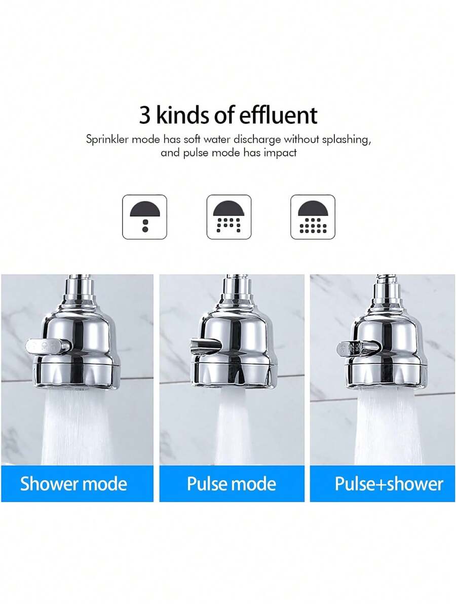 3 Mode Kitchen Faucet Aerator, Sink Faucet Splash Extender, 360 Degree ...