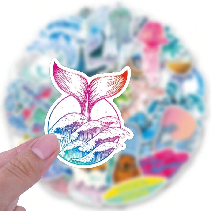 50PCS Beach Bund Series Stickers, Craft Scrapbooking, Diary, Laptop ...