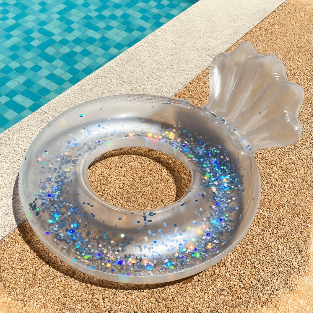 27.5 Inch Inflatable Sequin Shell Swimming Rings,PVC Water Pool Party ...