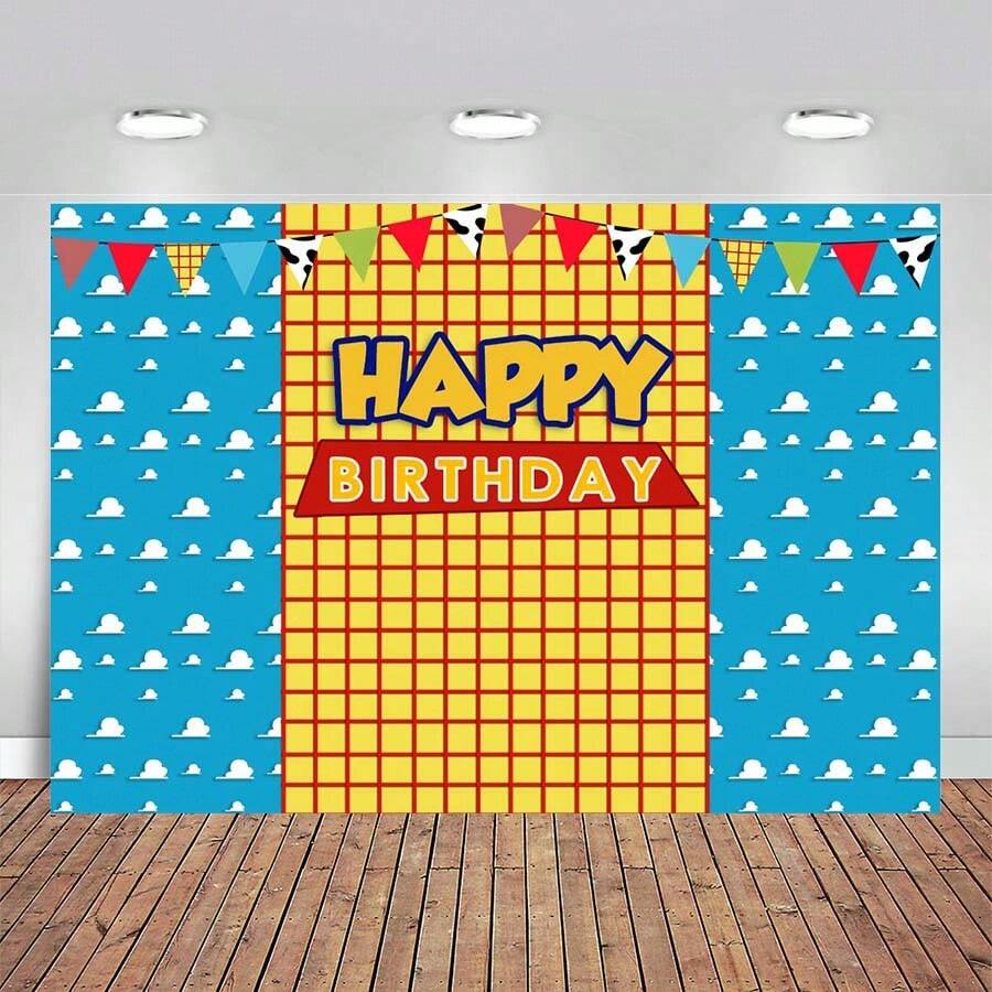 Happy Cartoon Woody Background Cloth Birthday Party Theme Layout Family ...