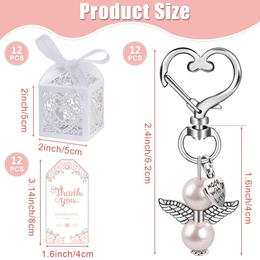 12 Sets Wedding Favors,Shower Party Favors Including Angel Keychains ...