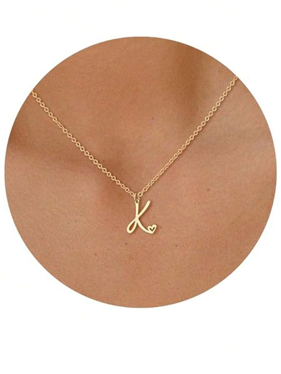 1pc Initial Necklace For Women Girls Stainless Steel Letter Necklace ...