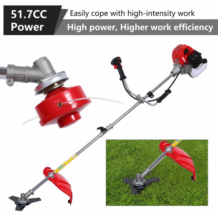 52CC Gas Powered Grass String Trimmer, 2 In 1 Straight Shaft Grass ...