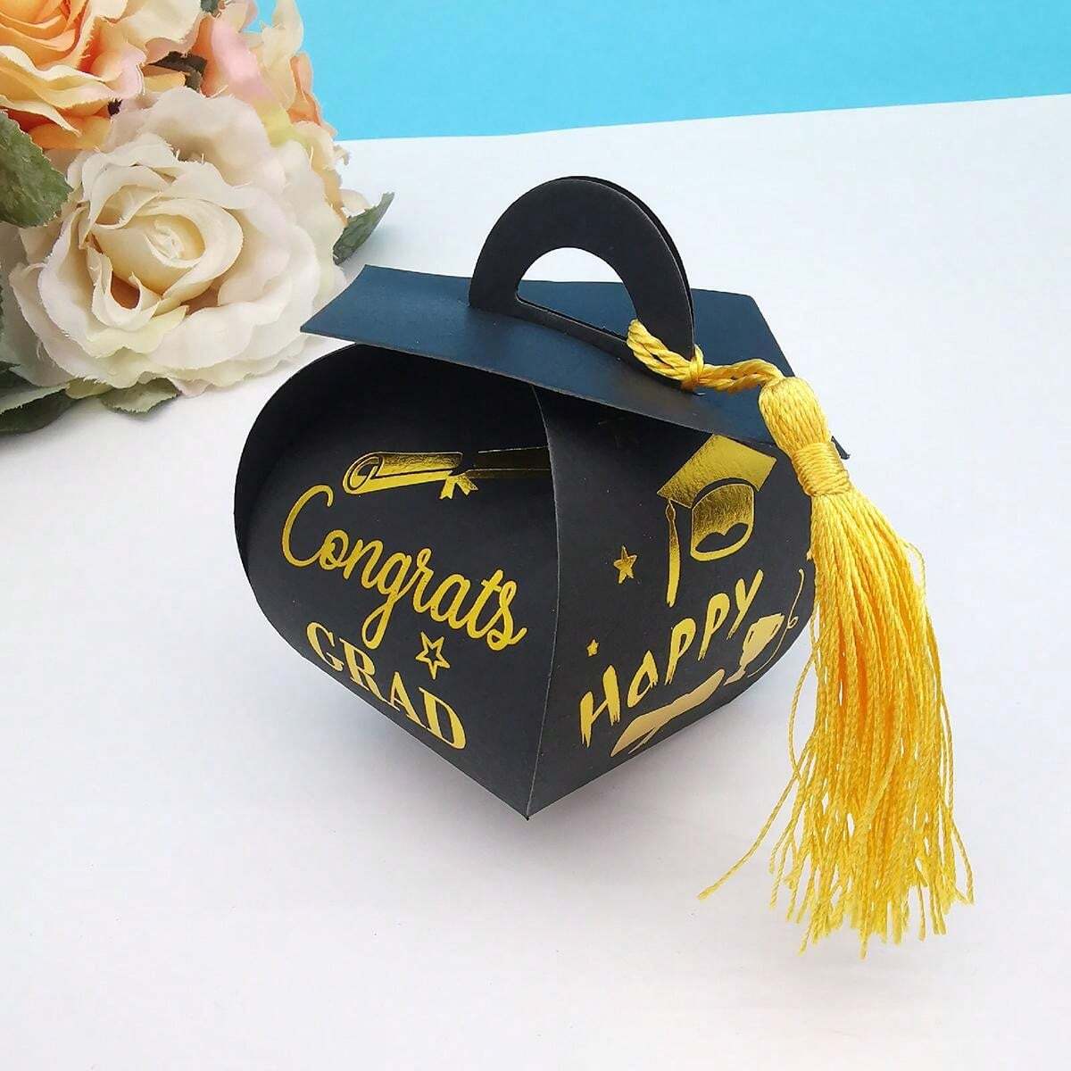 5pcs Graduation Party Favor Boxes, Creative Doctoral Cap Design With ...
