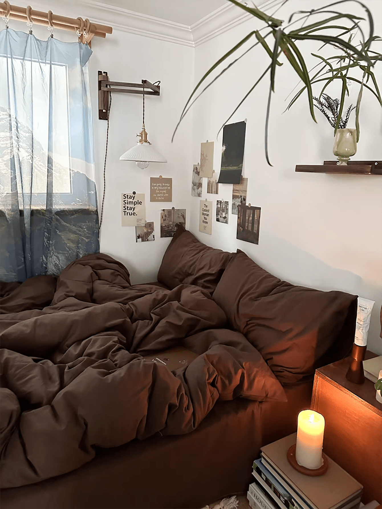 3pcs Medela Chocolate Color Simplistic INS Style Bedding Set, Including ...