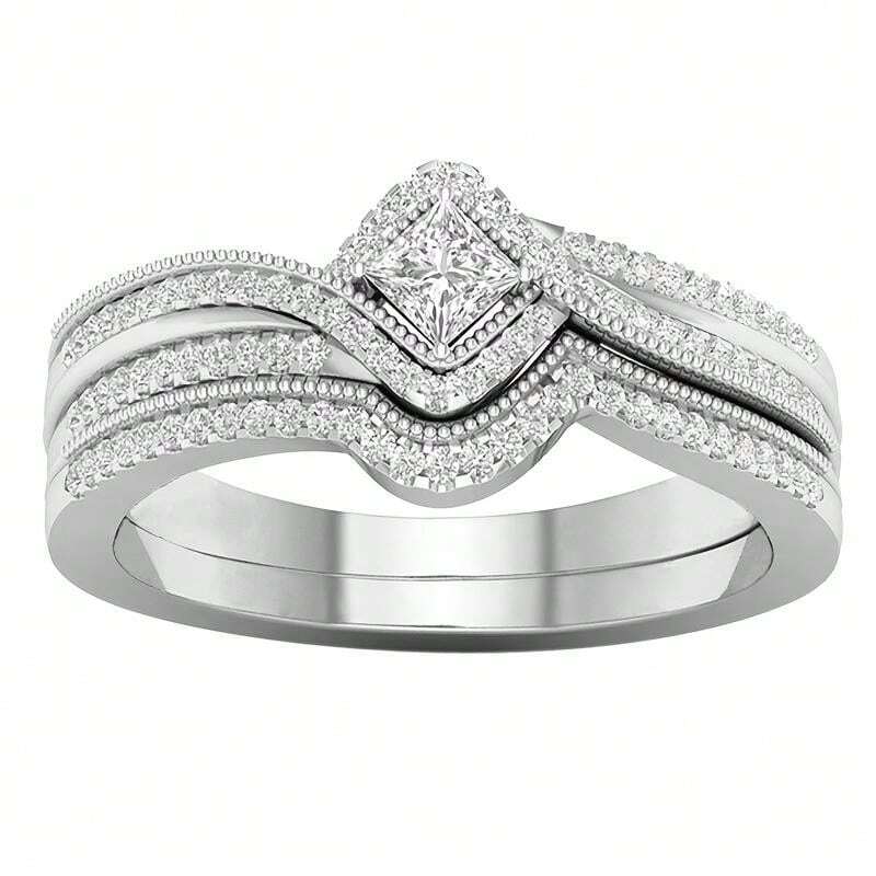 1pc Fashion Silver Color Couple Rings For Lover's Engagement Wedding ...