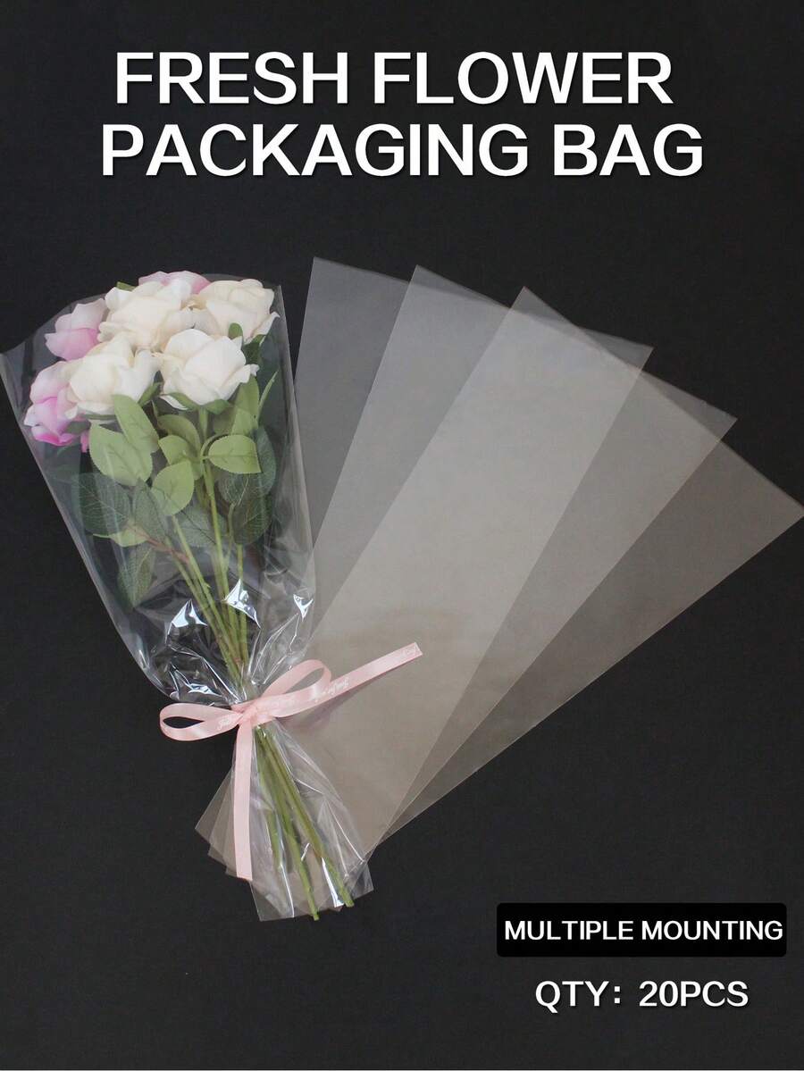 20pcs Transparent Flower Packaging Bags For DIY Gift Wrapping Of Roses ...