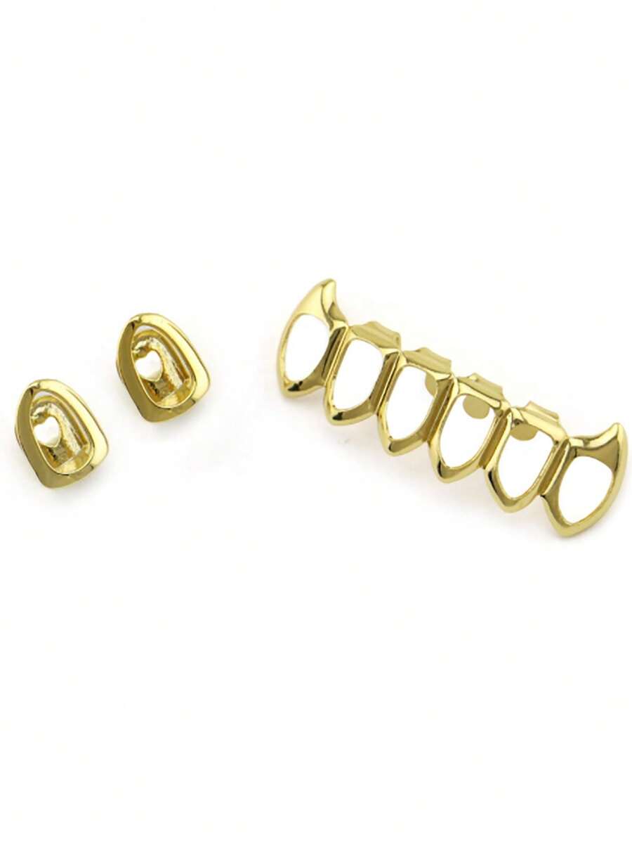 Full Hollow Out Gold Plated Fangs Set Of 2 For Upper Teeth And 6 For ...