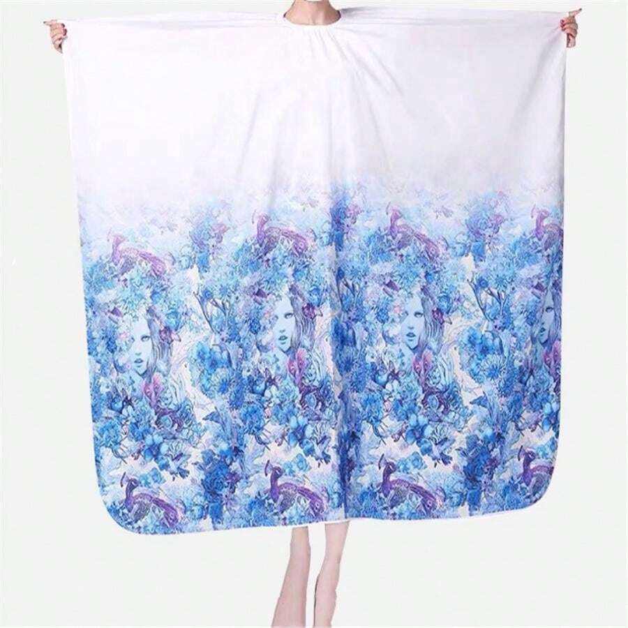 1pc Hair Dressing Cloth Floral Gradient And Dye Cloths, Hair Cutting ...