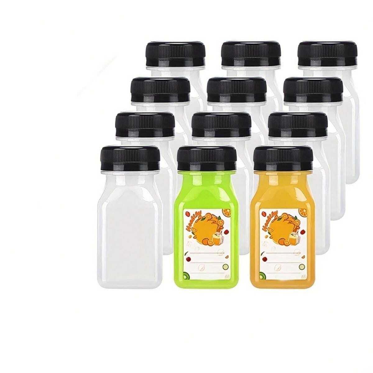 10pcs, Plastic Juice Bottles With Caps, Empty Plastic Bottles With Caps ...