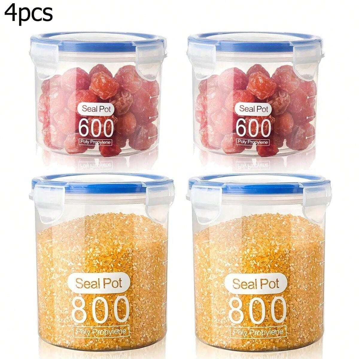 4pcs Clear Food Storage Box, Plastic Grain Storage Box, Moisture-Proof ...