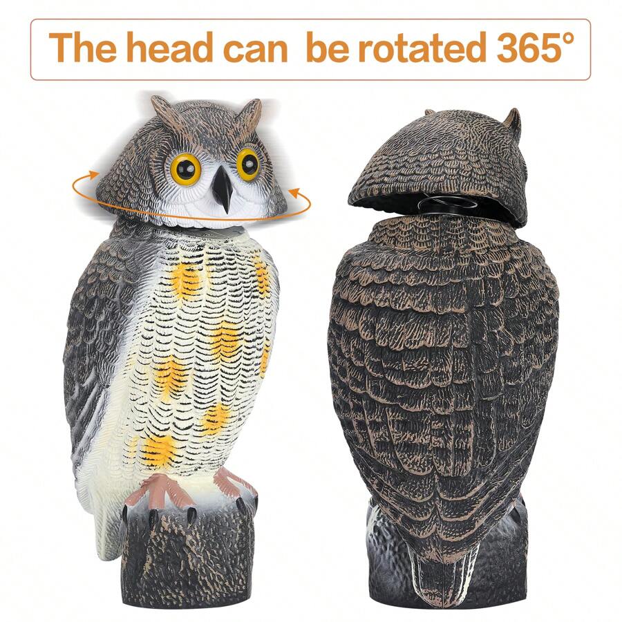 Fake Owl Decoys To Scare Birds Away, Rotating Head Sculptures, Nature ...