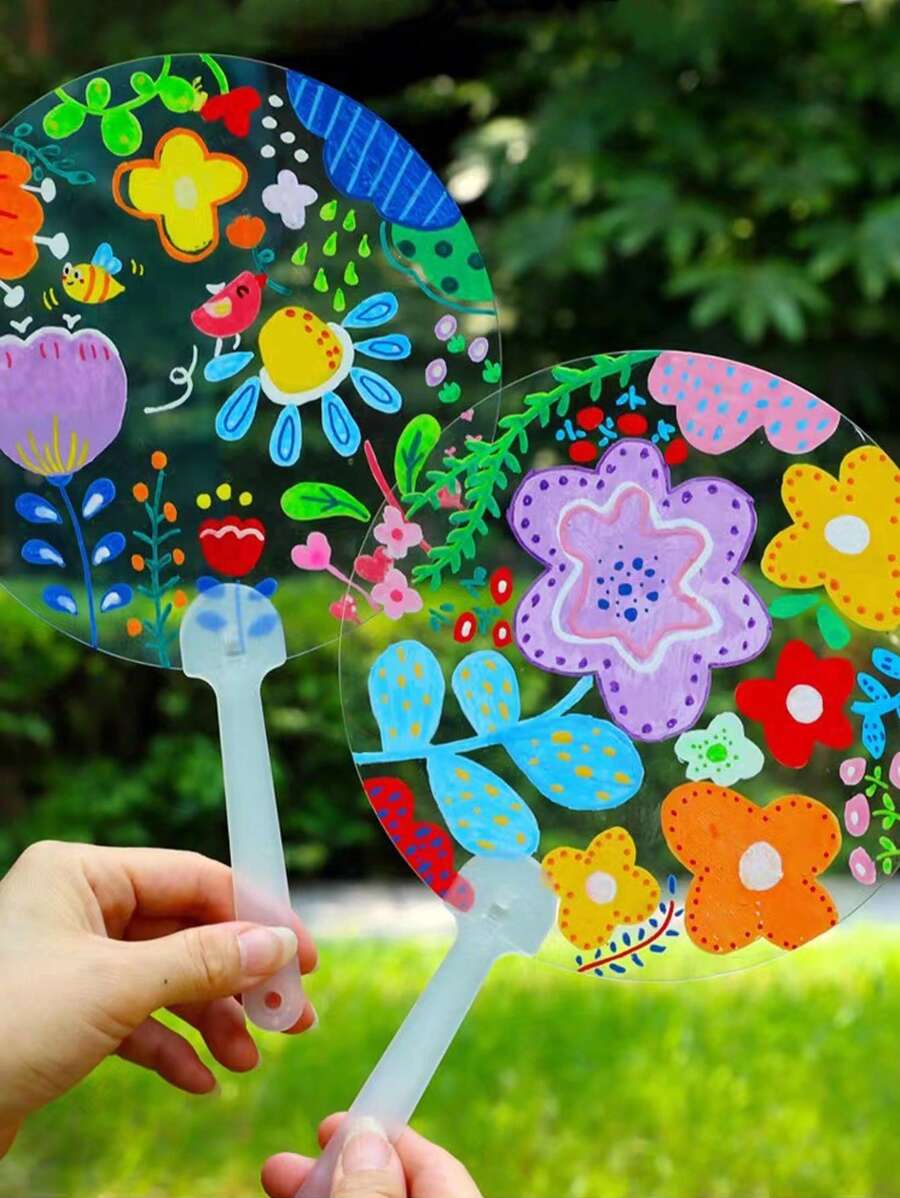 One Set Of 3 Blank Transparent Fans That Can Be Painted Or Doodled On ...