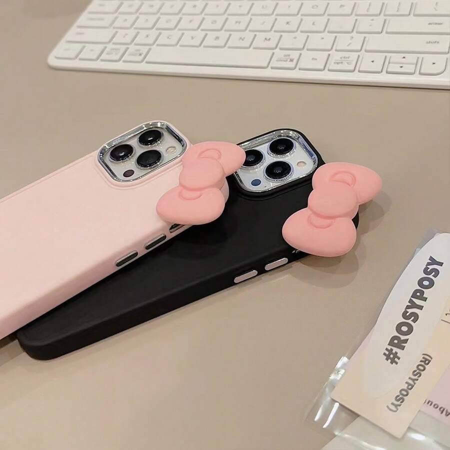 Solid Color 3D Bow Design IPhone15promax/16PRO Phone Case, Soft ...