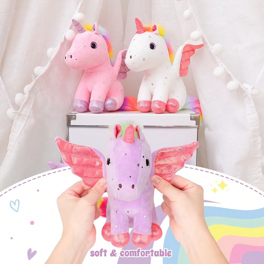 AIXINI Plush Unicorn Stuffed Animal Pillows Toy 9.8 Inch Cute Soft Pink ...
