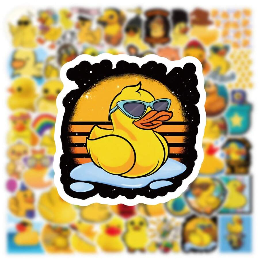 70pcs/Pack Small Yellow Duck Stickers I Cute Cartoon Kids Party Favors ...