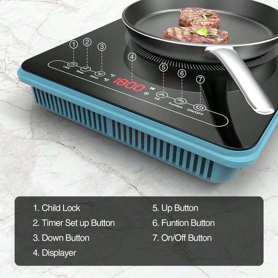 Induction Cooktop 1800W True, Single Burner Induction Stove Portable ...