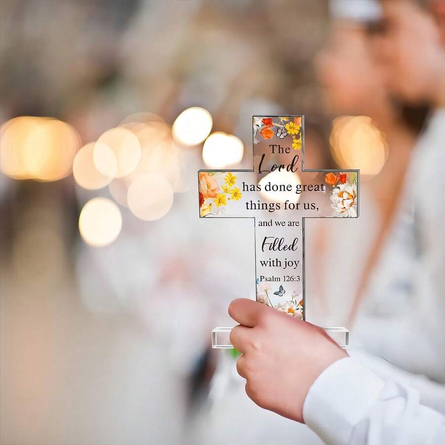 Acrylic Christian Standing Cross Inspirational Gifts With Bible Verse ...