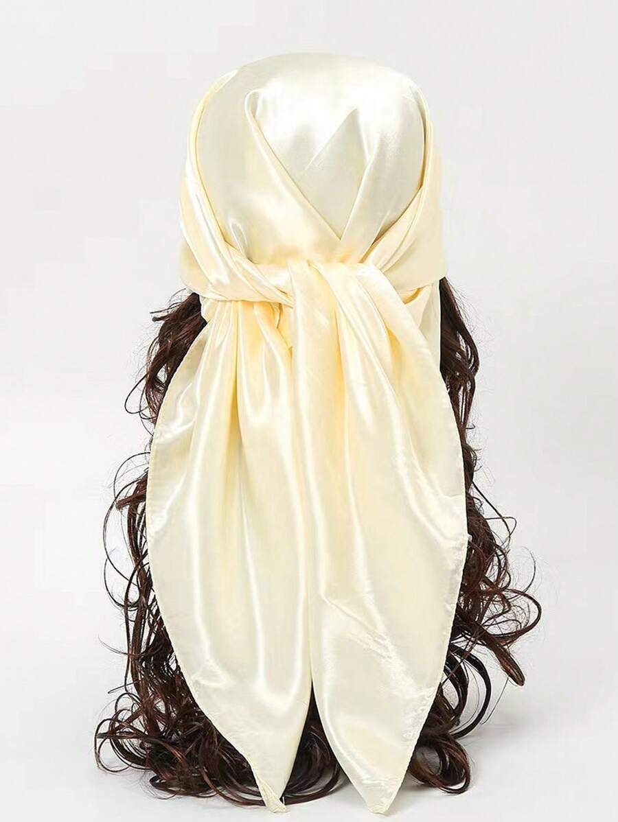 A Large Solid Color Satin Scarf Made Of Silk Fabric Is Suitable For ...