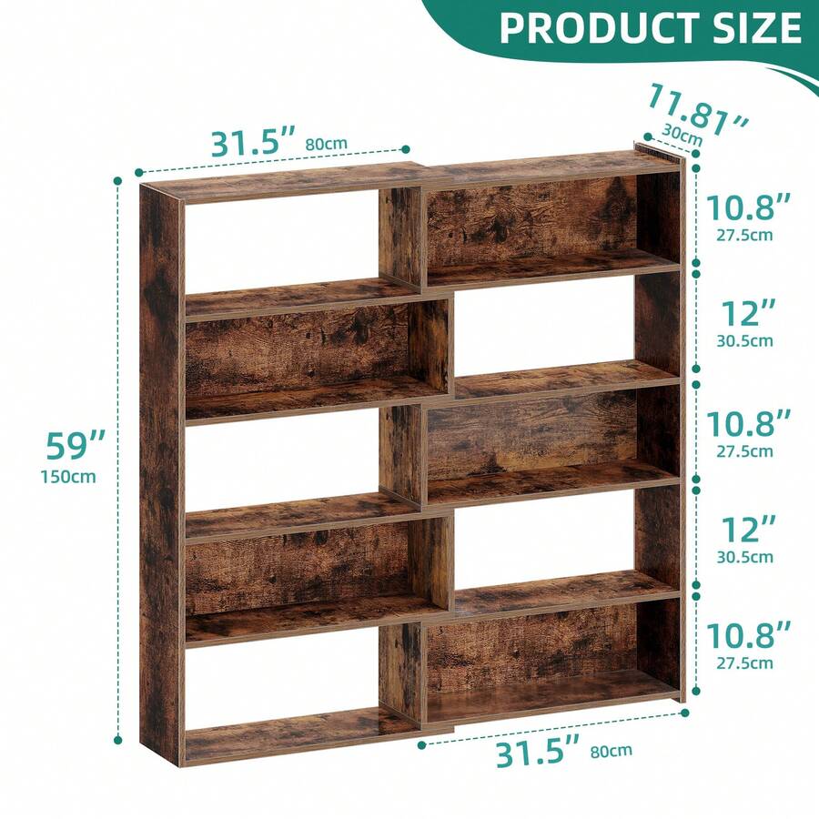 YITAHOME Rotating Bookshelf 5 Tier Deformable Corner Bookcase Book ...